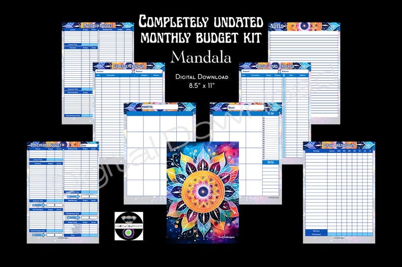 UNDATED Monthly Budget Kit | Mandala Themed | Digital Download - Etsy