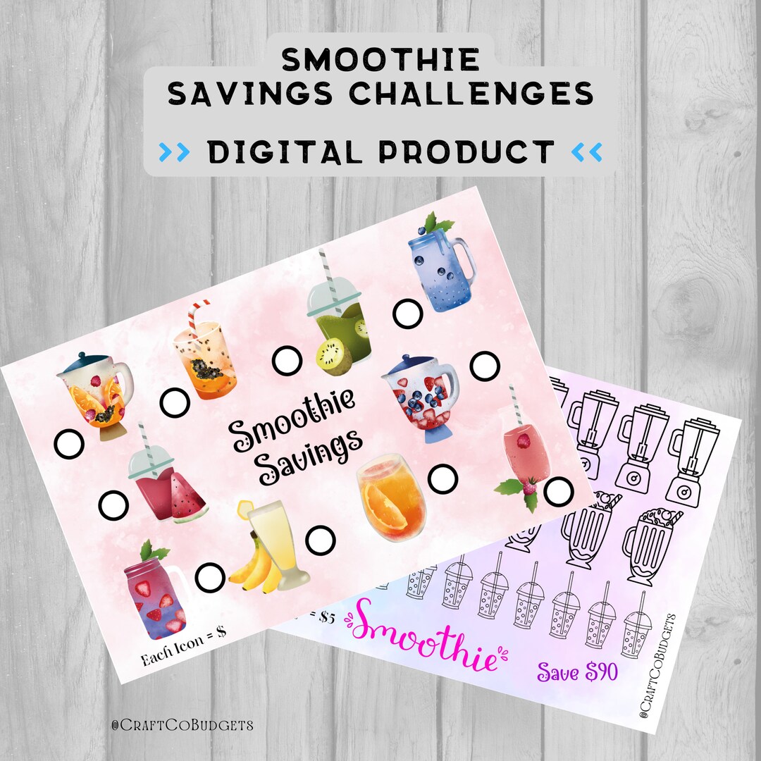 Smoothie Savings Challenges | Digital Download | 2 Unique Printable ...