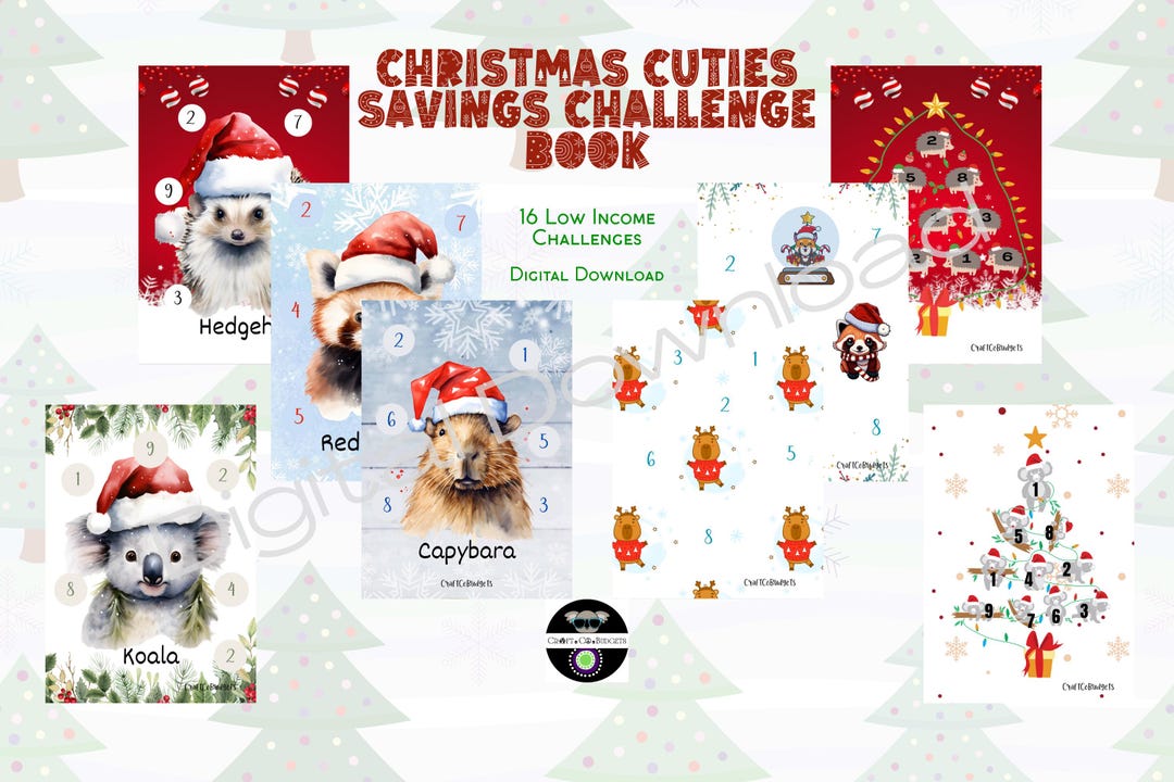 Adorable Christmas Animals Mystery Savings Challenge | Digital Product ...