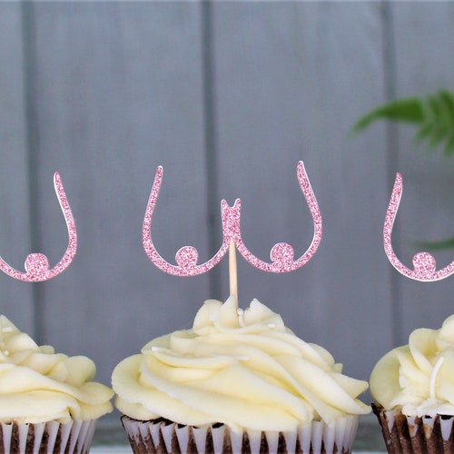Boob Cupcake Toppers Bachelorette Party Many Colors Hen Etsy