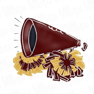 Watercolor Maroon and Gold Cheer PNG Megaphone Football and - Etsy
