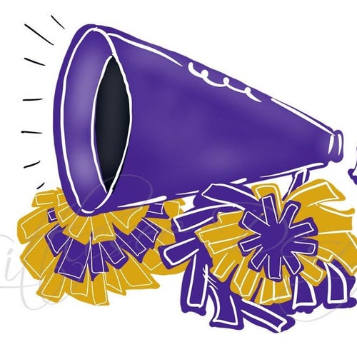 Cheer Poms Megaphone Purple Gold Digital Download - Etsy