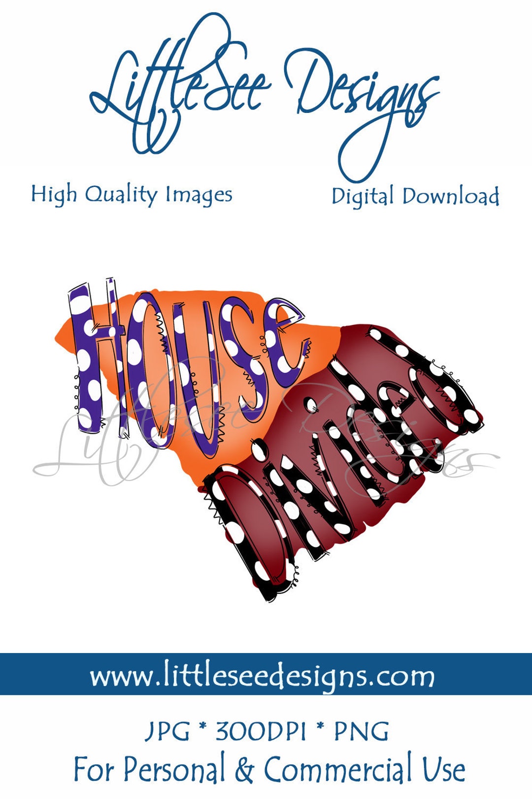 Watercolor House Divided Clemson Tigers South Carolina Gamecocks Hand ...