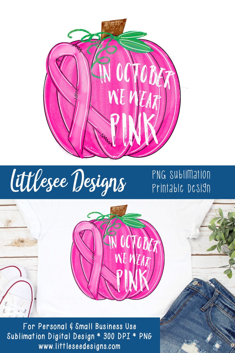 In October We Wear Pink Pumpkin Pink Cancer Awareness Breast - Etsy