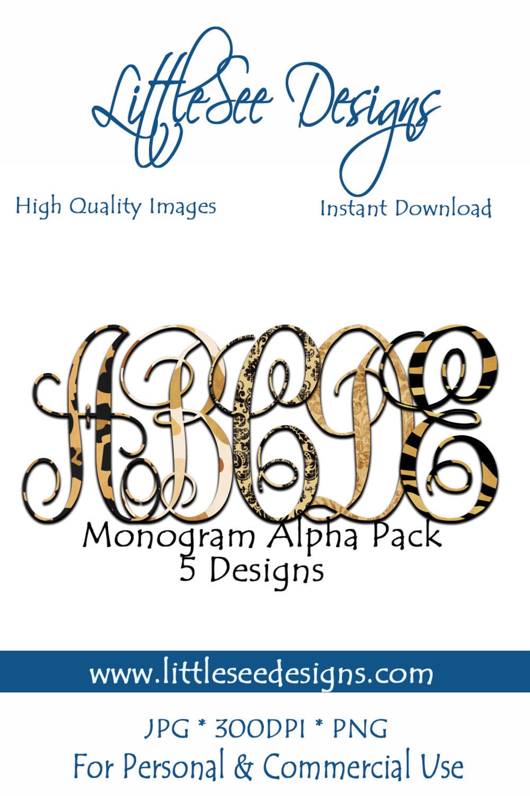 Monogram Alpha Pack Design, Animal Print Monogram Alphabet Digital ...