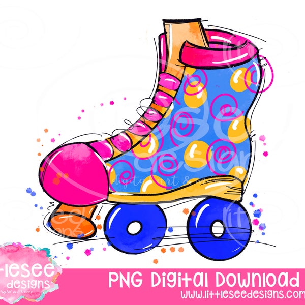 Neon Roller Skate Png - Etsy