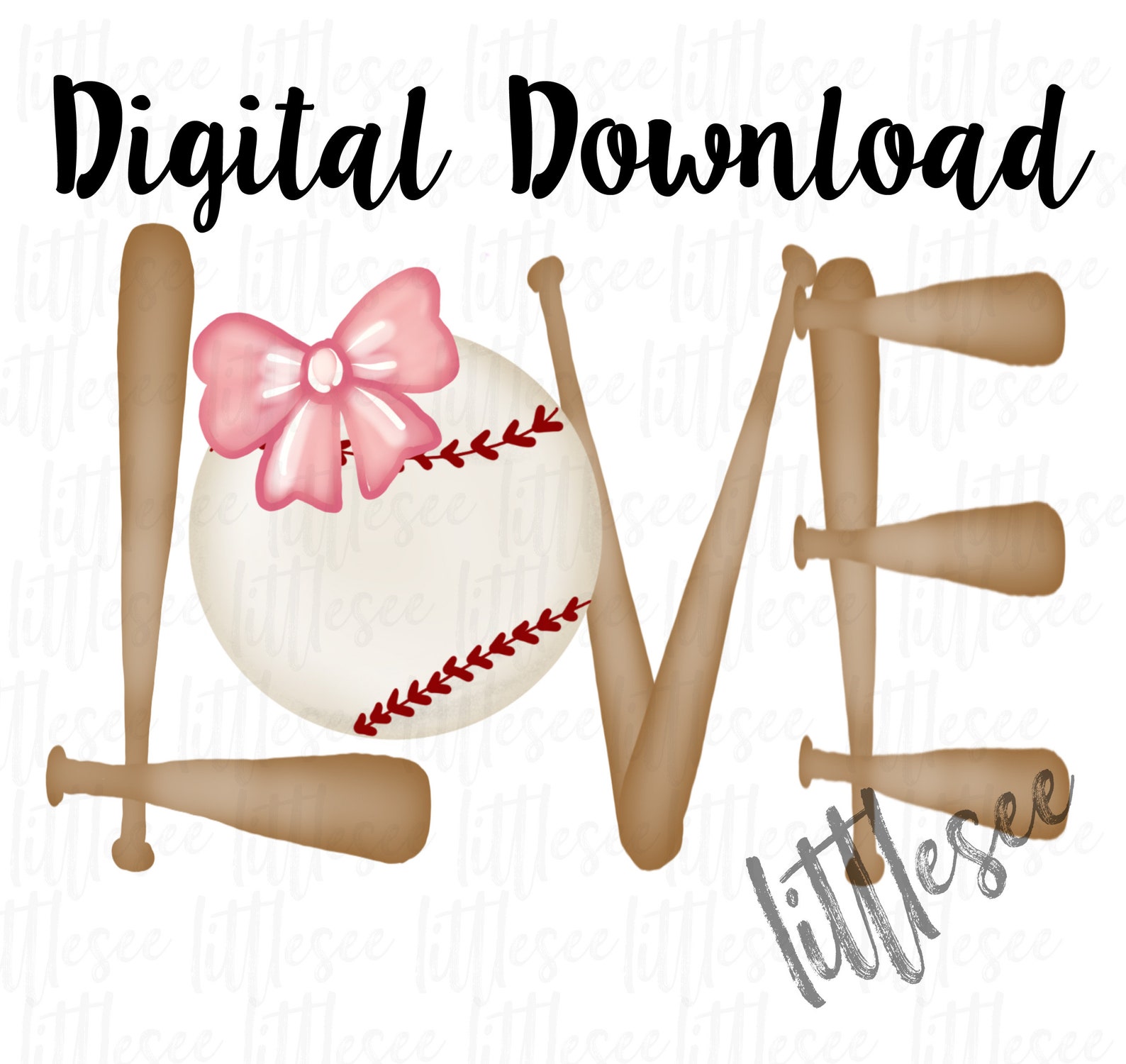 Pink Baseball Bats Love Watercolor Baseball Sublimation DIY - Etsy