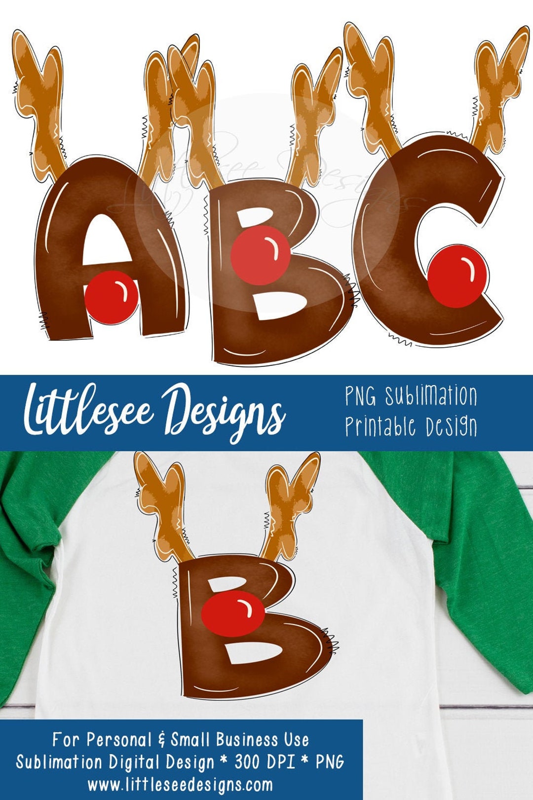 Initial Reindeer Letters, Alpha Pack Rudolph Letters, Merry Christmas ...