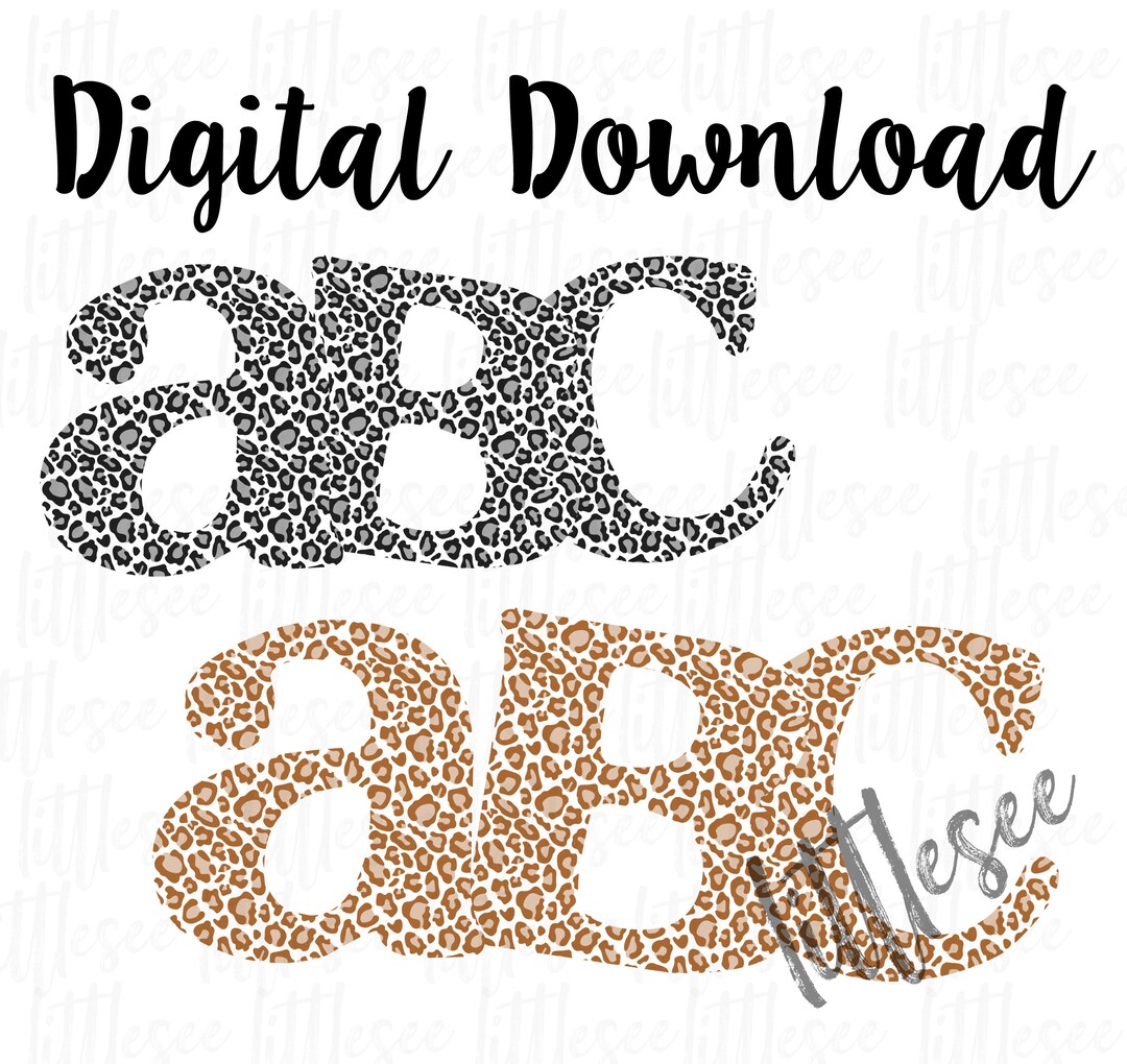 Black Tan Leopard Print Alphabet Font Clipart, Heat Transfer Letters ...