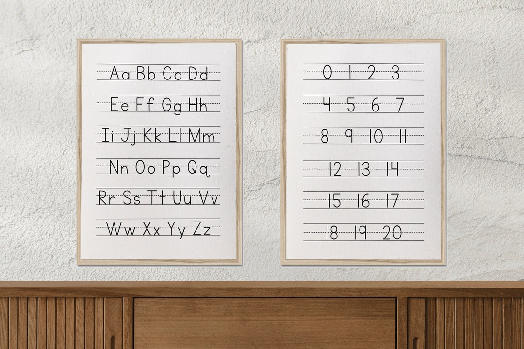 Alphabet and Numbers Set/nursery Art/schoolroom Art/cursive Alphabet ...