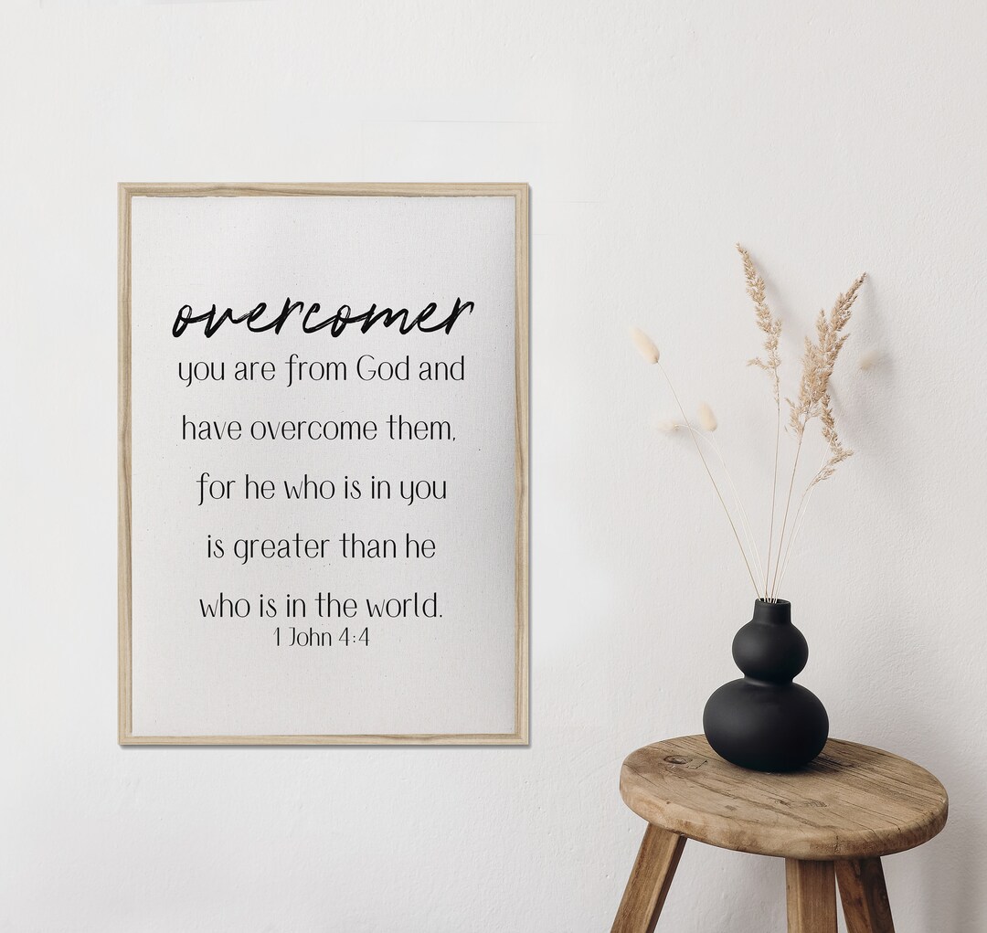 Overcomer/1 John 4:4/greater Than He That is the World/bible Verse/home Decor/canvas Wall Art - Etsy