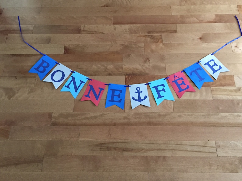 Bonne Fete Banner, French Birthday Bunting, Nautical Birthday Decor - Etsy