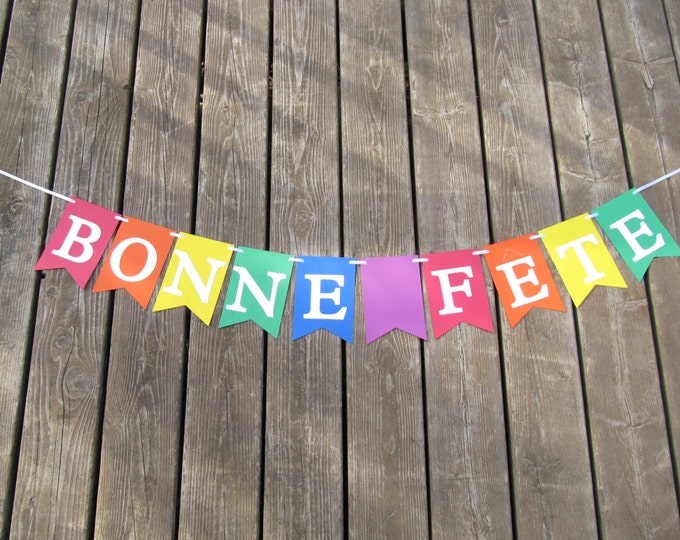 Bonne Fête Banner Pastel Bunting Banner French Banner Bilingual Instant ...