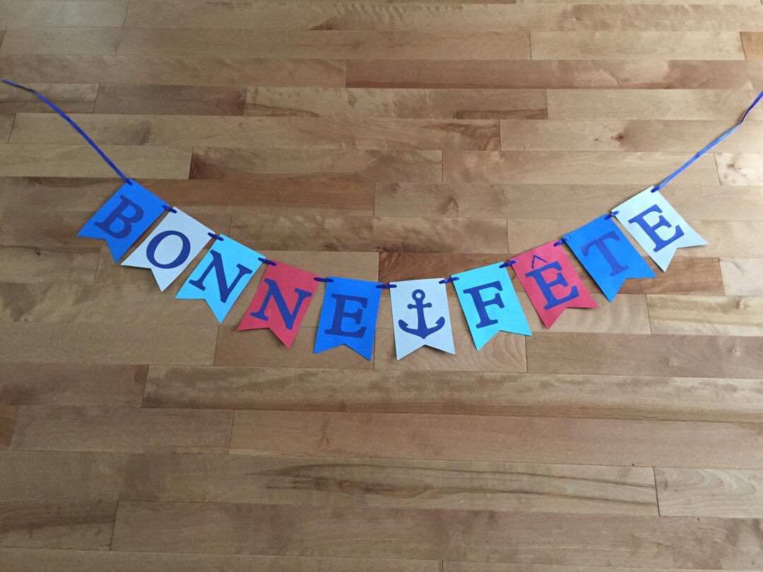Bonne Fete Banner, French Birthday Bunting, Nautical Birthday Decor - Etsy
