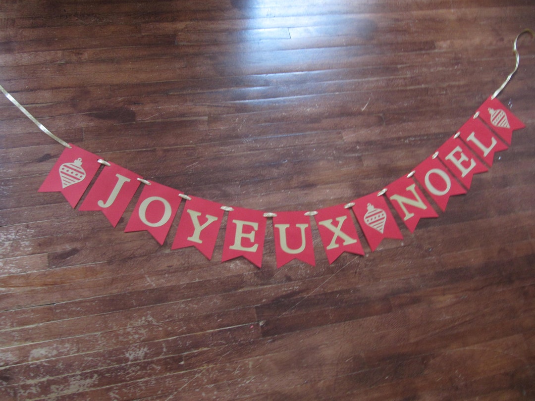 Joyeux Noel Banner, Christmas Banner, French Christmas Decor, Red ...