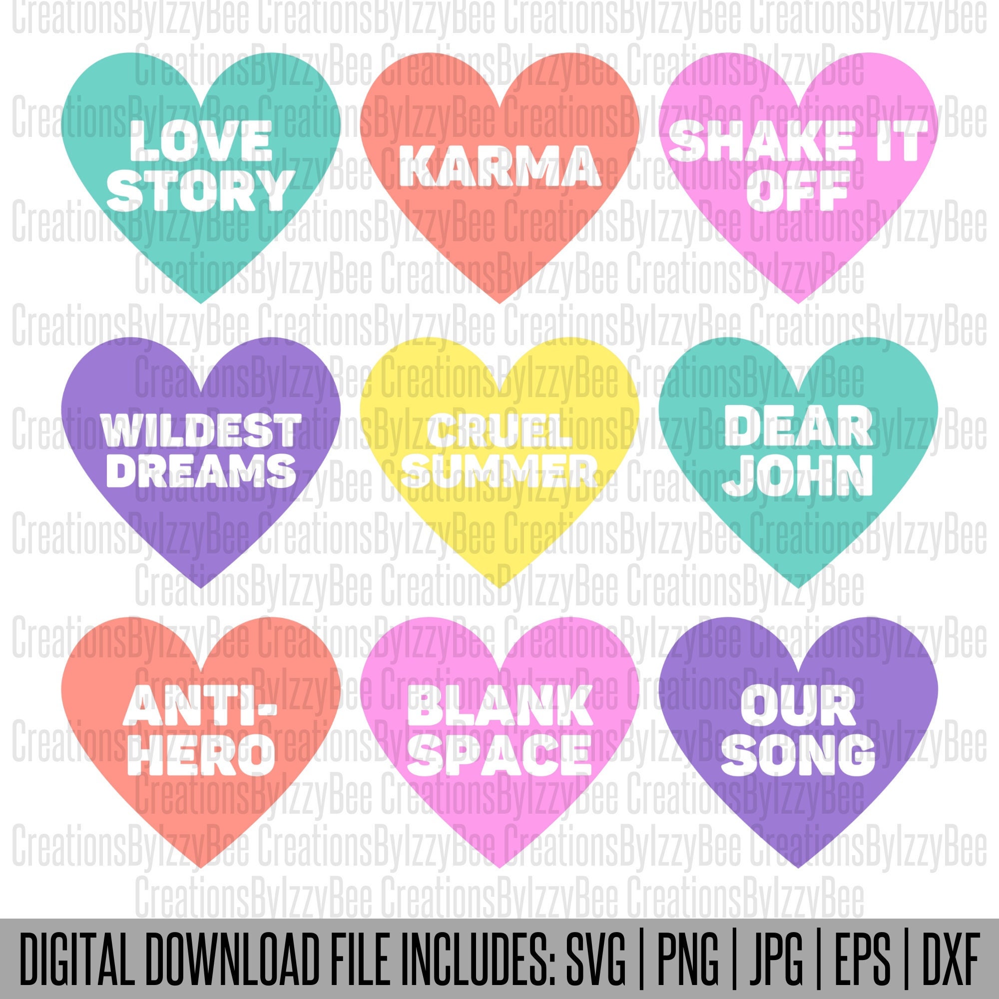 Conversation Heart SVG Bundle, Heart SVG Bundle, Taylor Swift ...