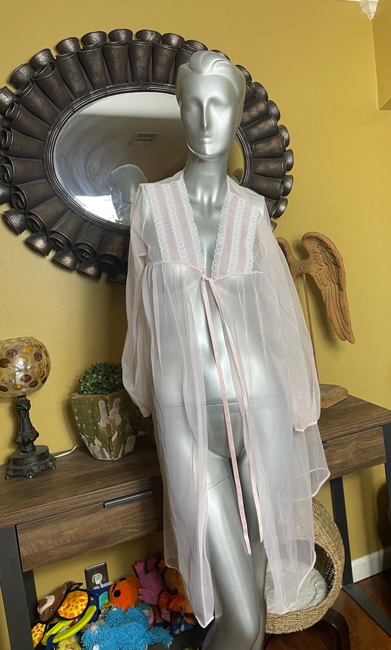 Sheer Pink Vintage Lingerie Robe Gem