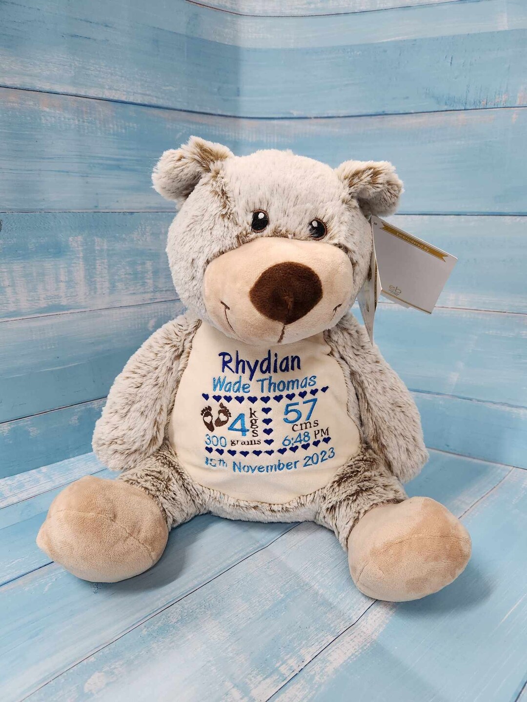 Personalised Birth Announcement Teddy Keepsake Embroidered Baby Toy ...