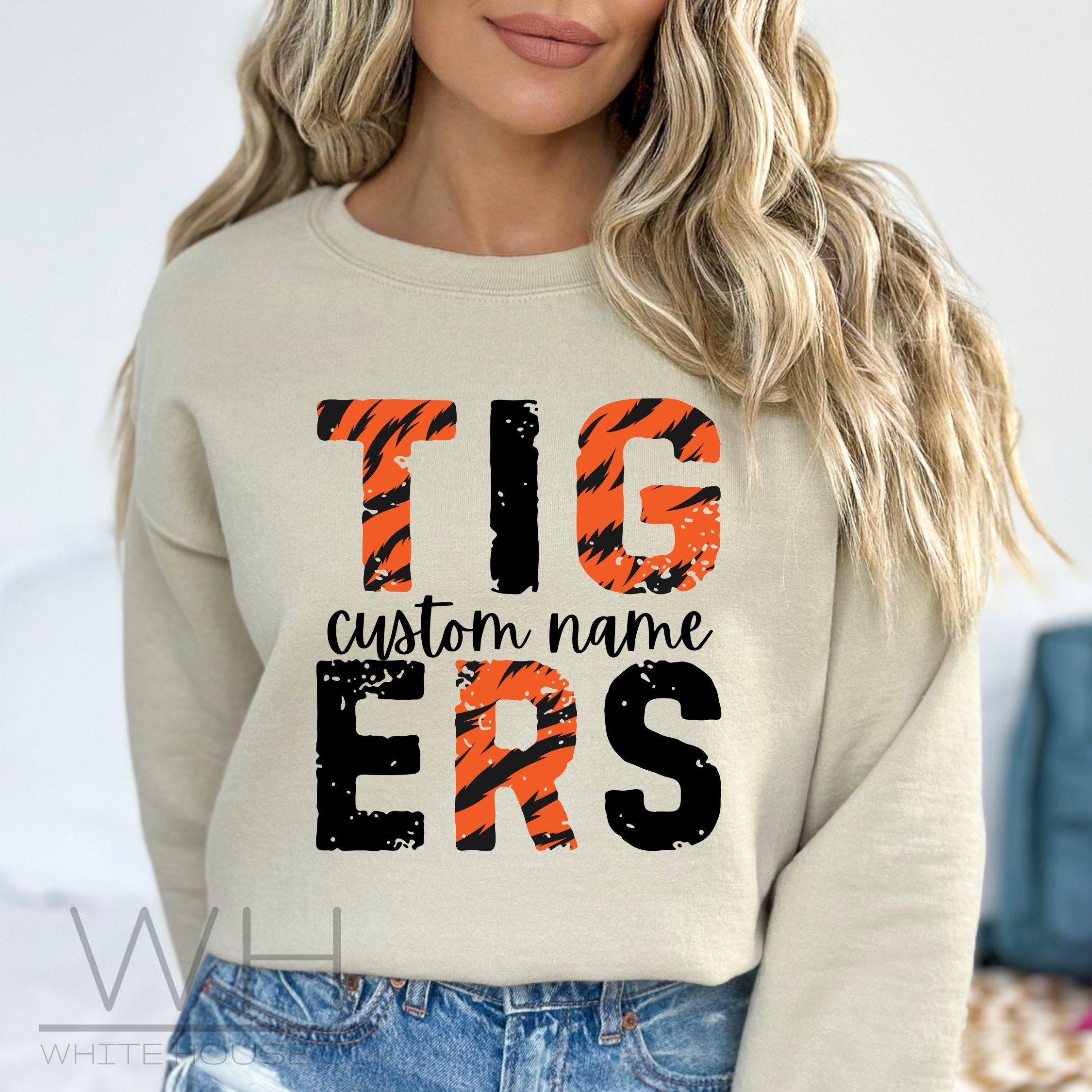 Tigers Custom Sweatshirt, Tiger Sweatshirt, Custom Team Shirt, School Spirit, Unisex Sweatshirt ...