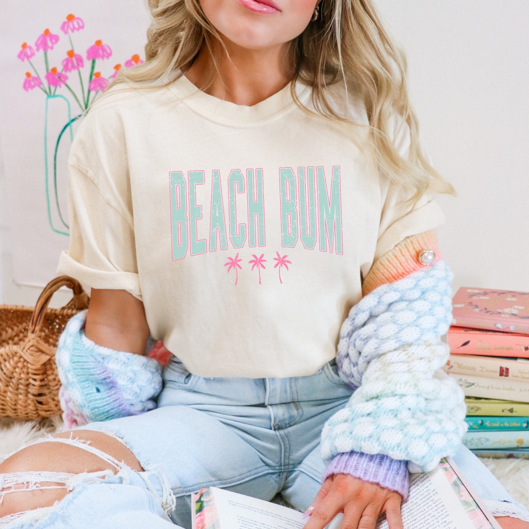 Beach Bum Tee, Comfort Colors Tee, Beach Tee, T-shirt, Vintage Inspired ...