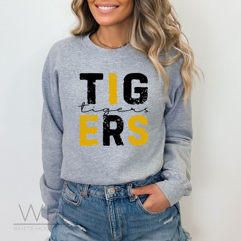 Tigers Sweatshirt, Gold and Black, School Shirt, Go Tigers Shirt ...