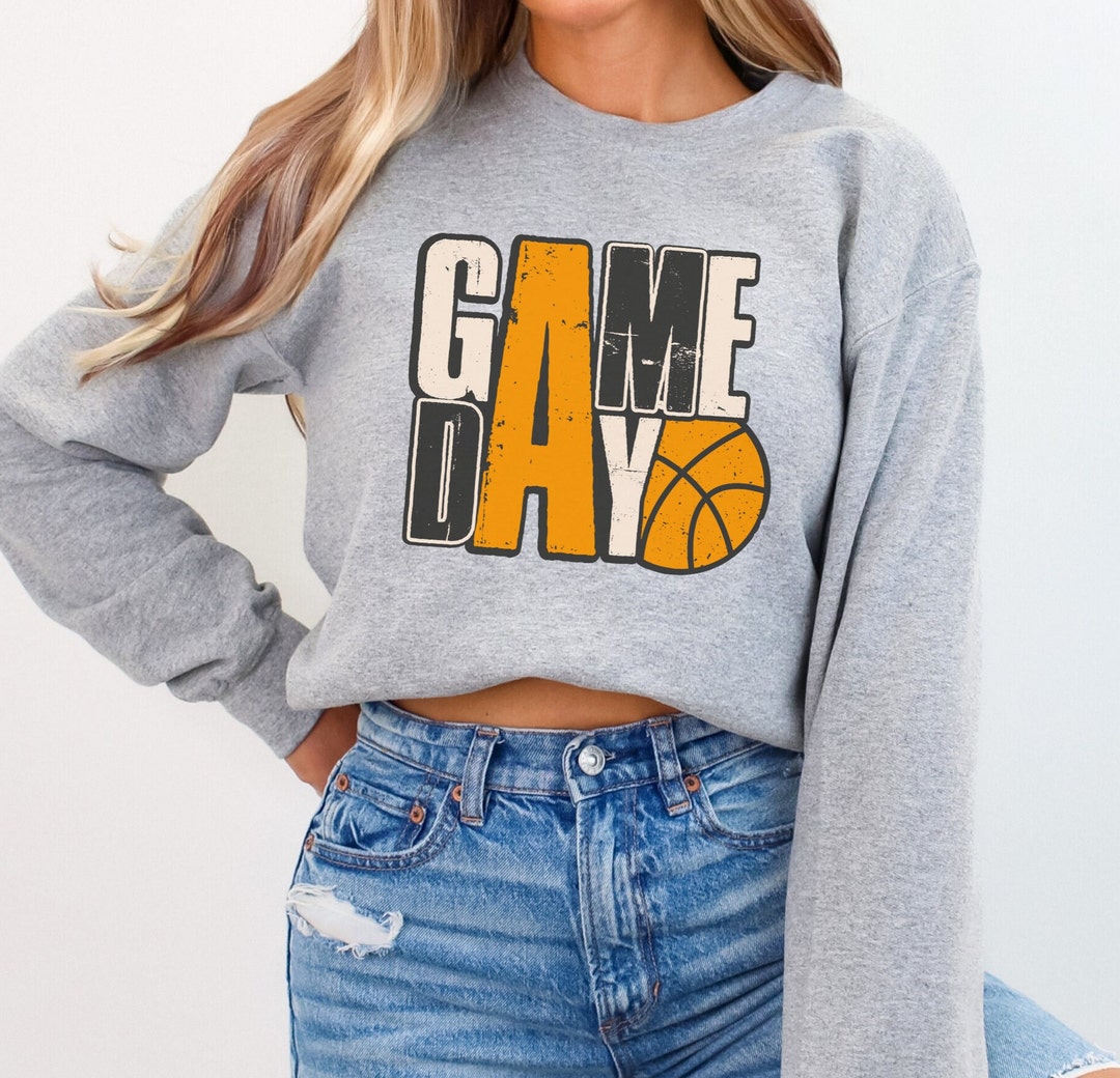 Game Day Sweatshirt, Orange and Black, Game Day Basketball, Fan Shirt ...