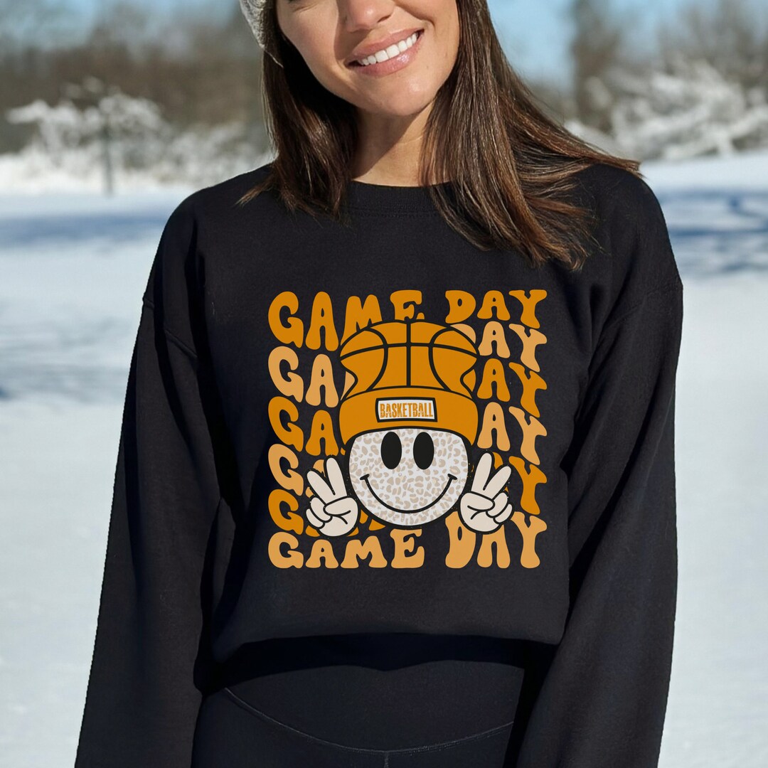 Game Day Sweatshirt, Orange and Black, Game Day Basketball, Fan Shirt ...