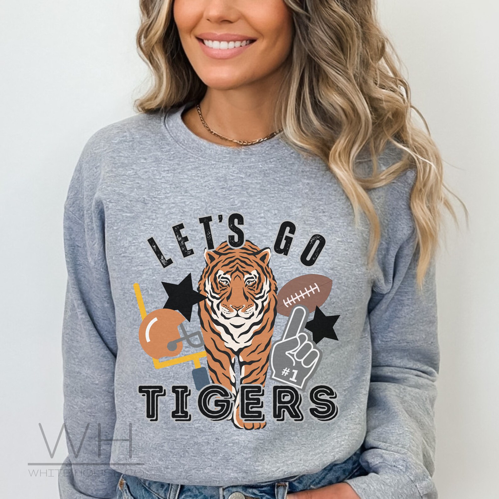 Lets Go Tigers, Tiger Sweatshirt, Tigers Football, Teacher Sweatshirt, School Shirt, Go Tigers ...