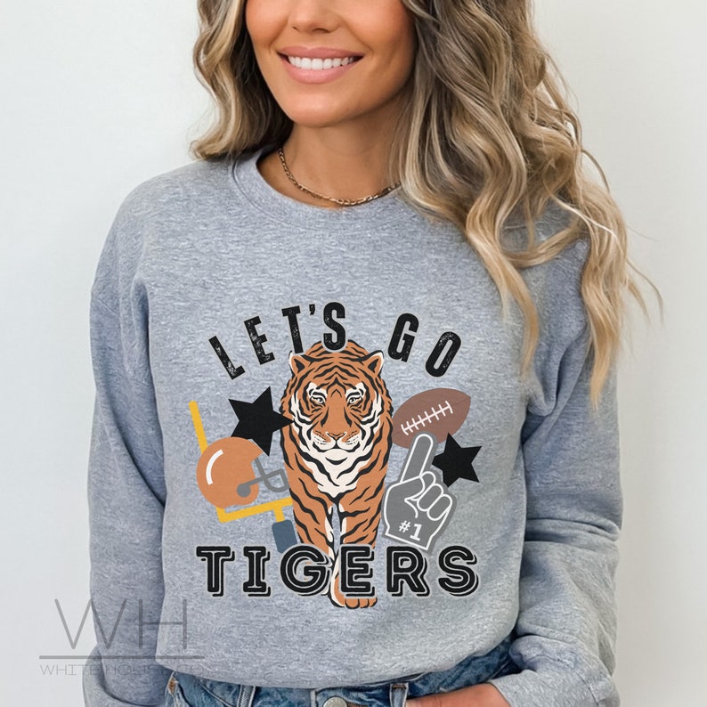 Lets Go Tigers, Tiger Sweatshirt, Tigers Football, Teacher Sweatshirt ...