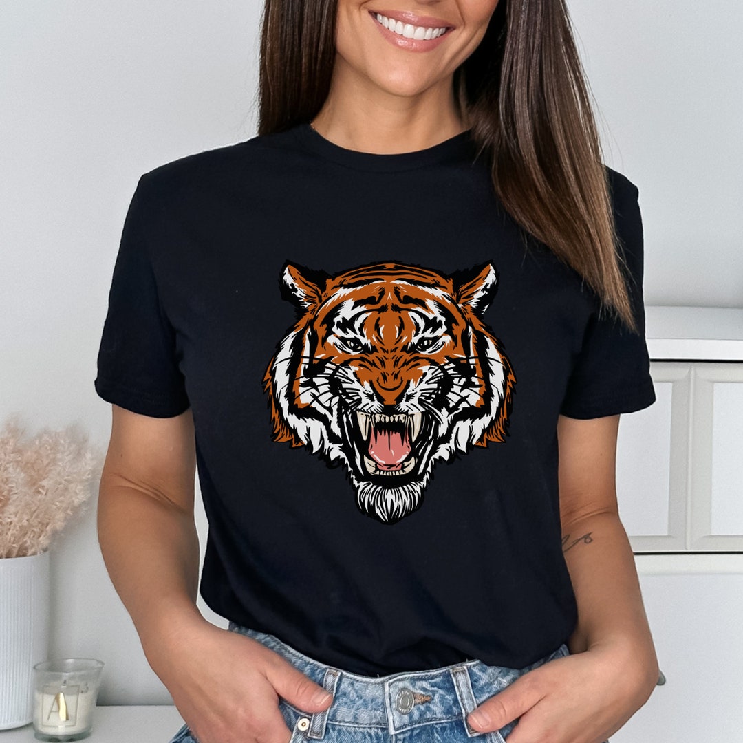 Tiger Tee, Large Tiger, Go Tigers, Orange and Black, Fan Shirt, School ...