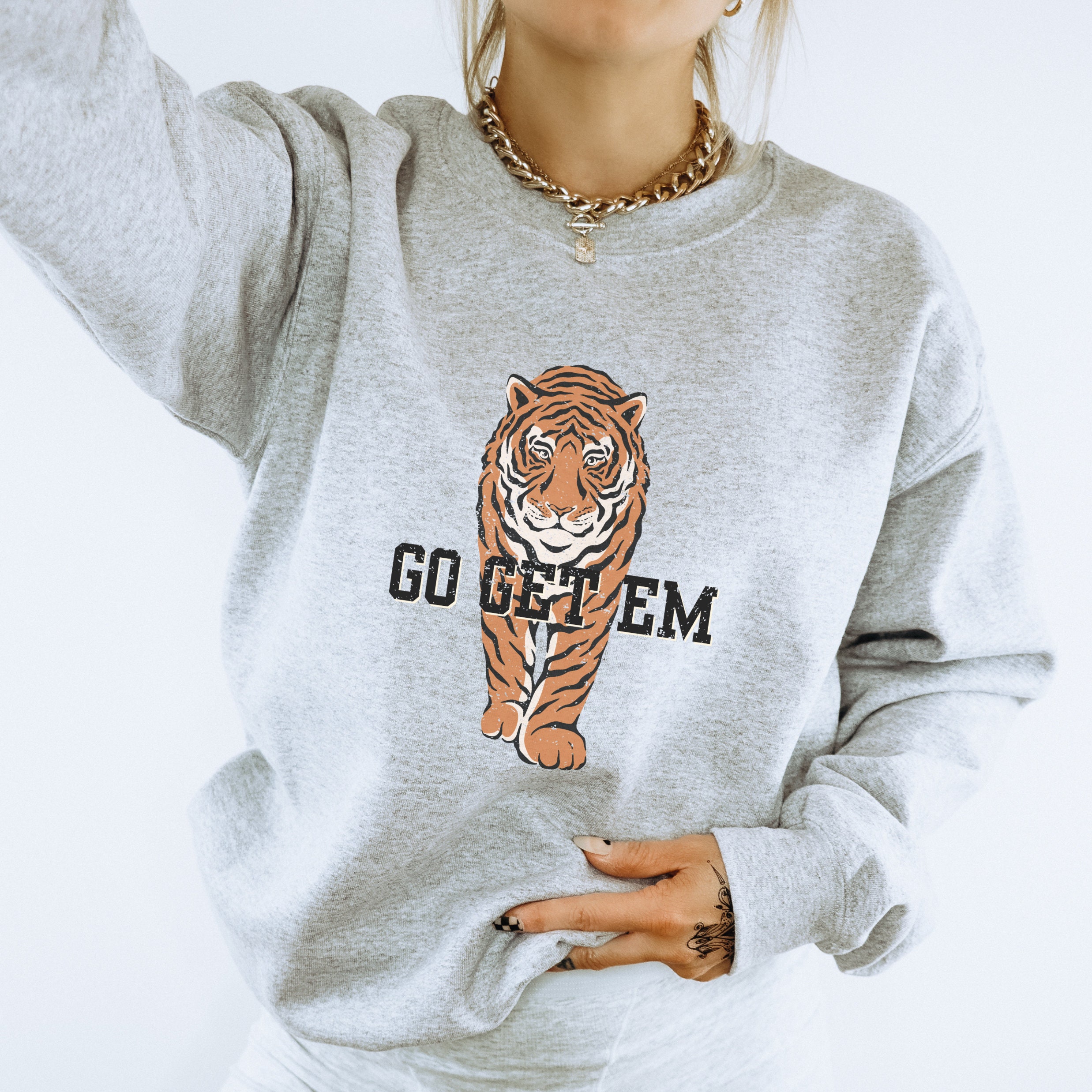 Go Get Em Sweatshirt Tigers Tiger Mascot Sweatshirt Tiger - Etsy