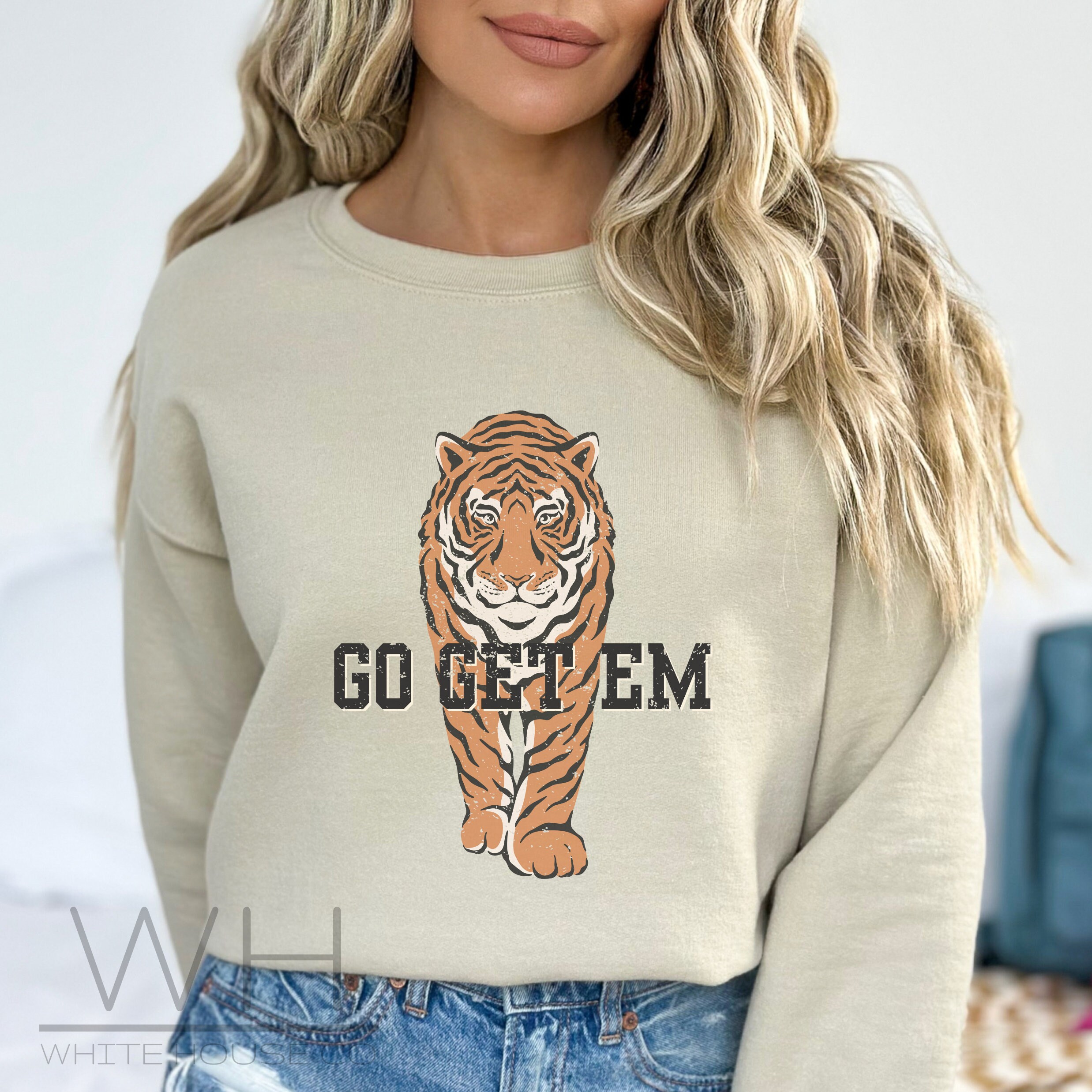 Go Get Em Sweatshirt Tigers Tiger Mascot Sweatshirt Tiger - Etsy