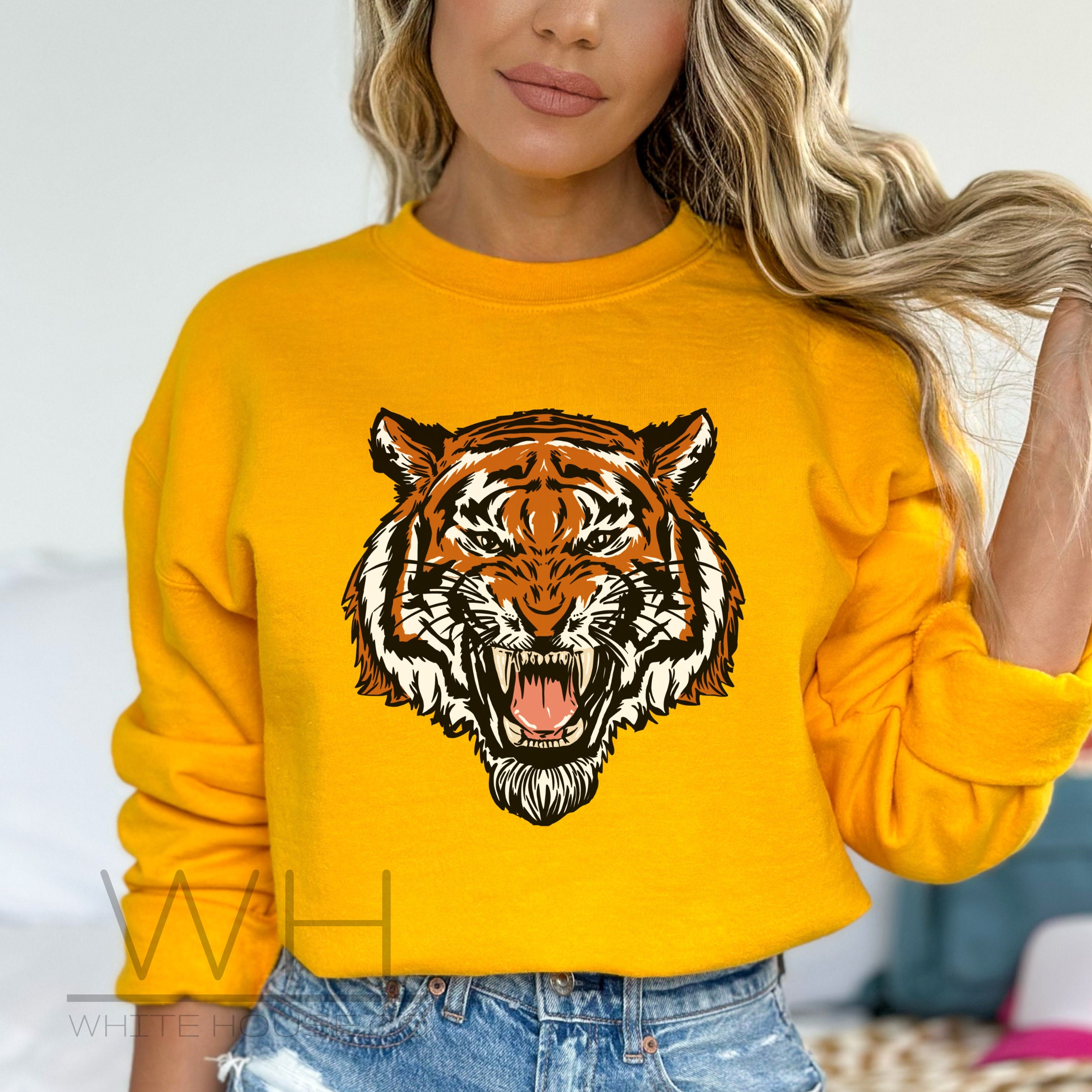 Tiger Sweatshirt, Large Tiger, Go Tigers, Fan Shirt, Teacher Sweatshirt ...