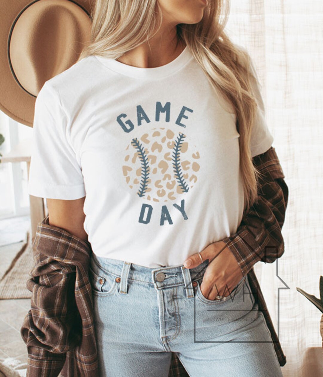 Game Day Tee, Baseball Tshirt, Leopard, White, 100% Cotton, Bella ...