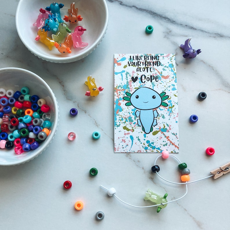 Set of 12, Axolotl, Birthday Cards, Non Candy, Friendship Bracelet Kit ...