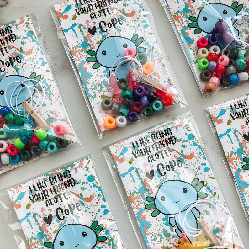 Set of 12, Axolotl, Birthday Cards, Non Candy, Friendship Bracelet Kit ...