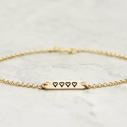 Tiny Gold Initial Bar Bracelet Bar Bracelet Name Engraved | Etsy