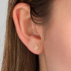 Pineapple Stud Earrings • Pineapple Earrings • Pineapple Jewelry • Gold, Rose Gold, Silver ...