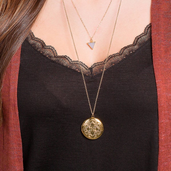 Long Locket Necklace - Etsy
