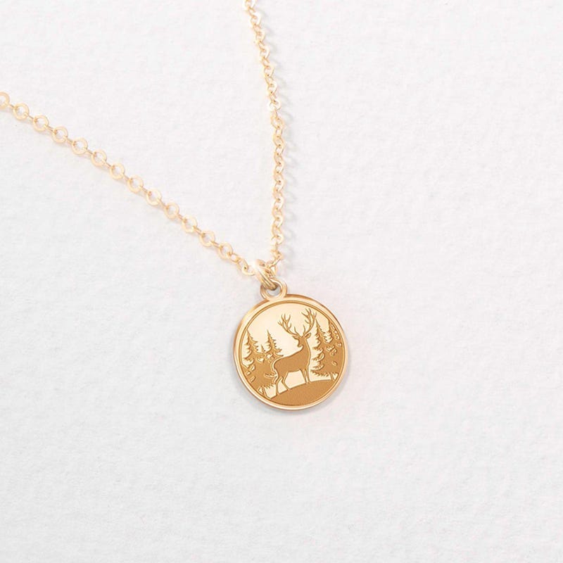 Stag and Moon Necklace - Etsy