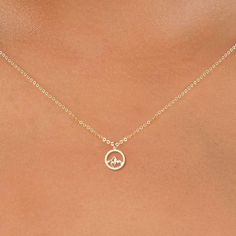 Mountain Trees Gold Pendant - Etsy