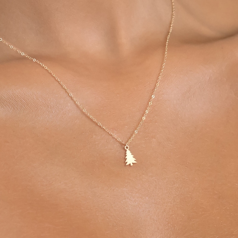 Pine Tree Gold Pendant - Etsy