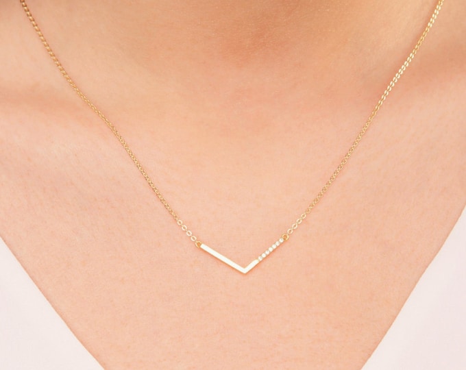 V Shaped Necklace, V Necklace, Chevron Necklace, Gold Arrow Necklace ...