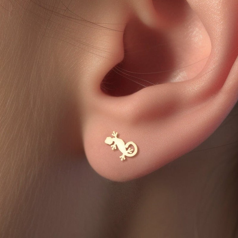 Lizard Earrings 14 Gold - Etsy