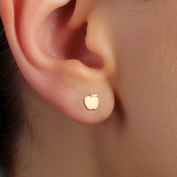Gold Apple Earrings - Etsy