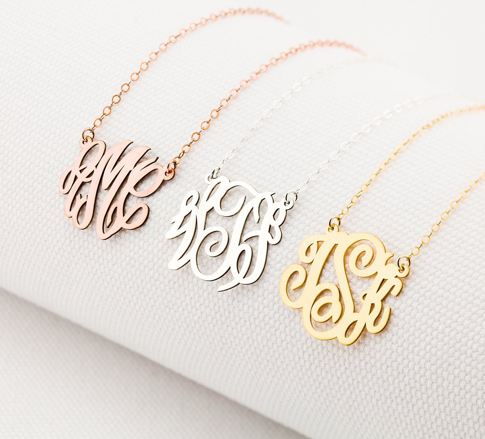 Monogram Jewelry • Dainty Monogram Necklace • Custom Cursive Monogram ...