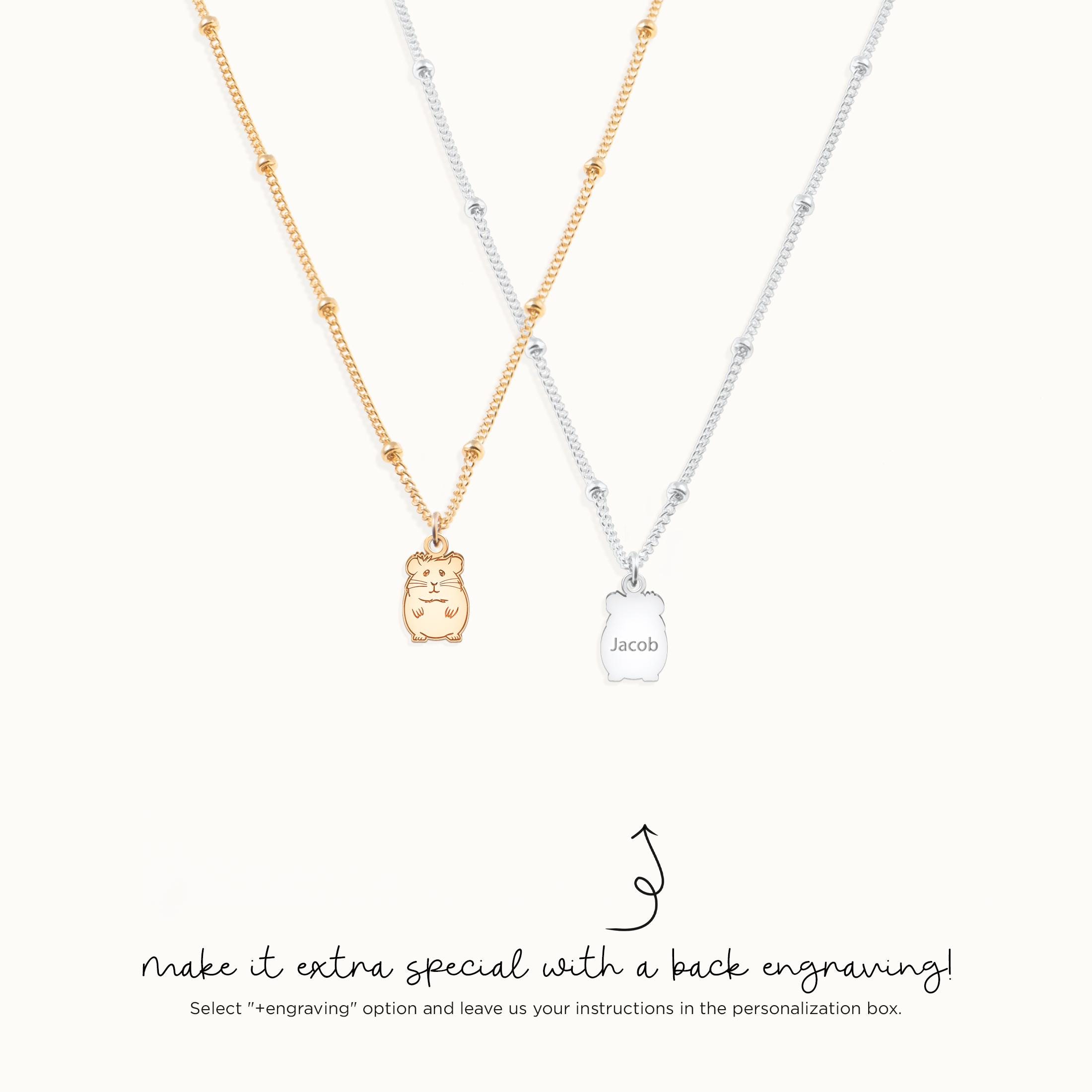 Hamster Necklace Beady Chain Necklace Gift for Her Hamster Charm ...