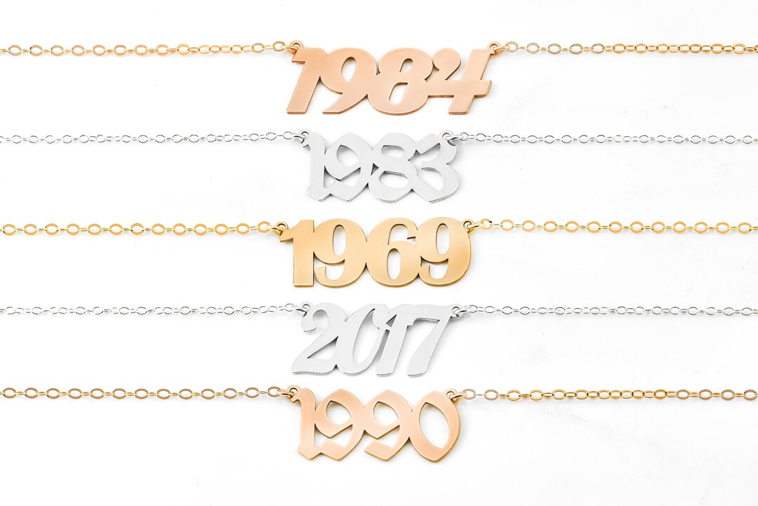Custom Year Necklace • Personalized Number Necklace • Varsity Jewelry ...