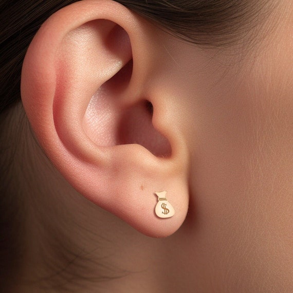Money Bag Earrings Tiny Dollar Sign Earrings Western Earrings Gold Silver Rose Gold Earrings Handmade Jewelry Earrings Gold Money Etsy