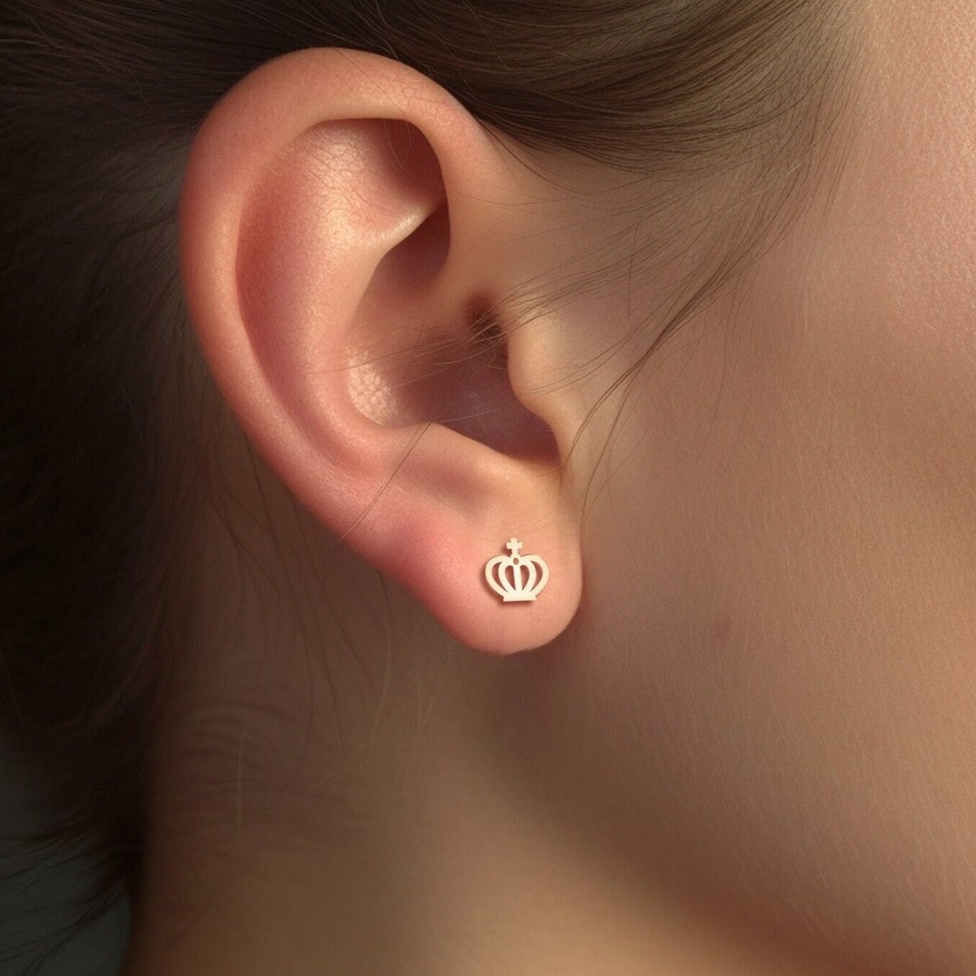 Crown Earrings Gold Crown Jewelry Gift for Her Crown Stud Earrings ...